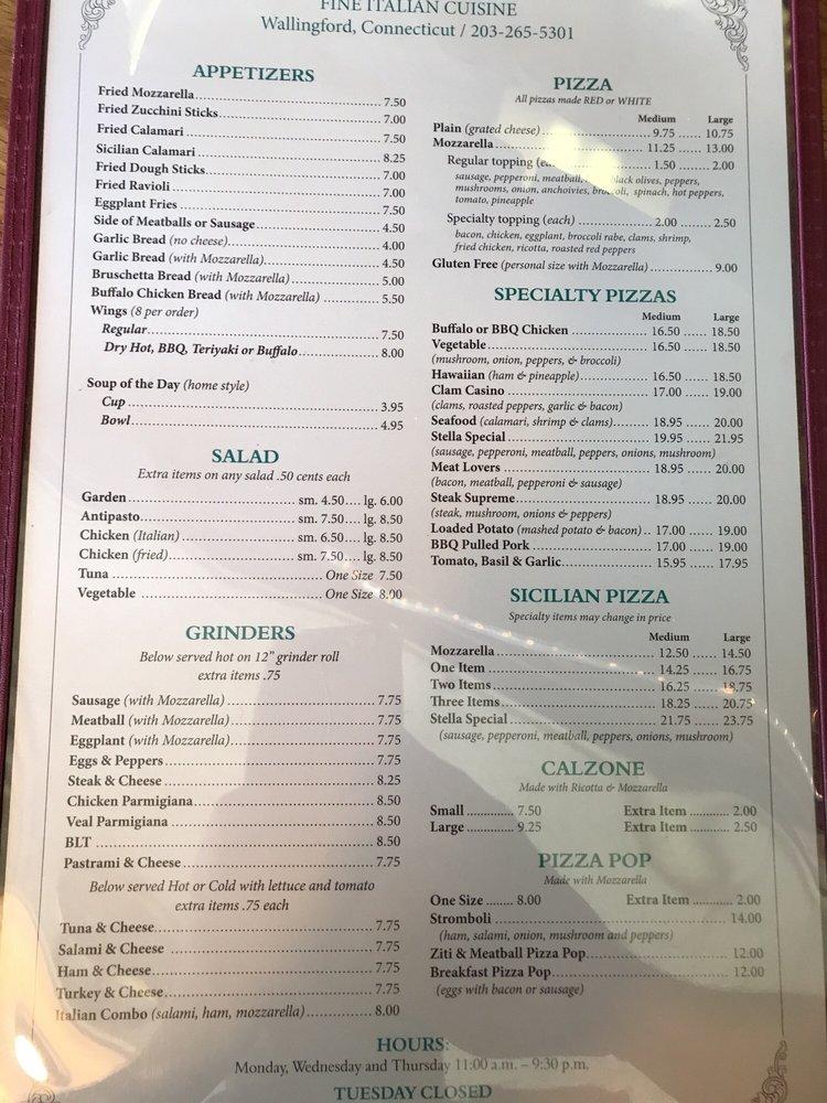 Menu at Stella Pizza & Restaurant, Wallingford