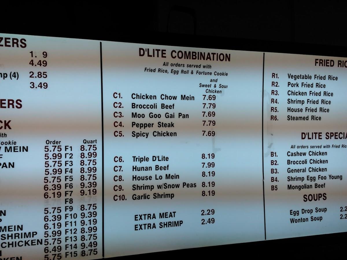 Menu at Wok D-Lite restaurant, Orange