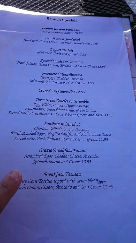 Menu at Grazie Restaurant, Novato