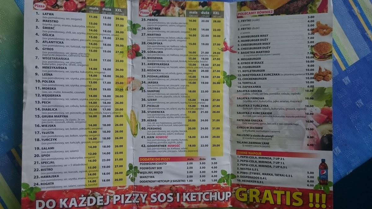 Menu at Martino. Restauracja, pizzeria, Nowy Targ