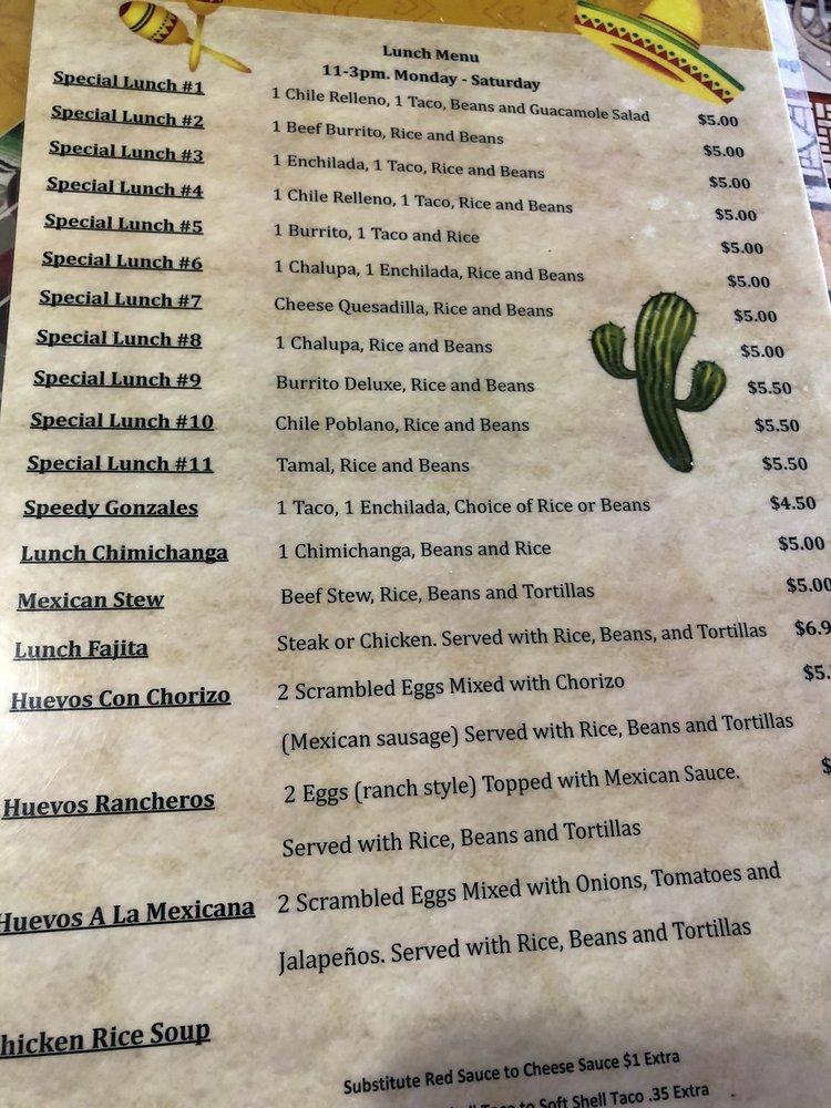 Menu at Monterrey Mexican Restaurant, Greeneville, Tusculum Blvd