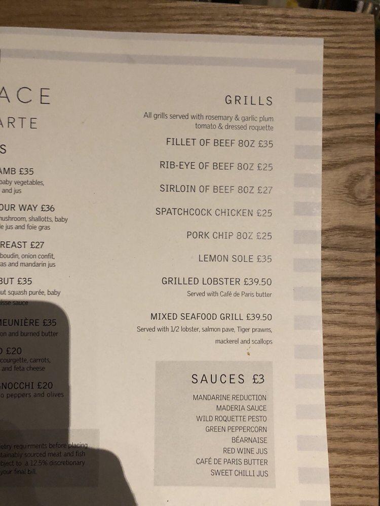 Menu at Terrace at The Dilly restaurant, London, 21 Piccadilly