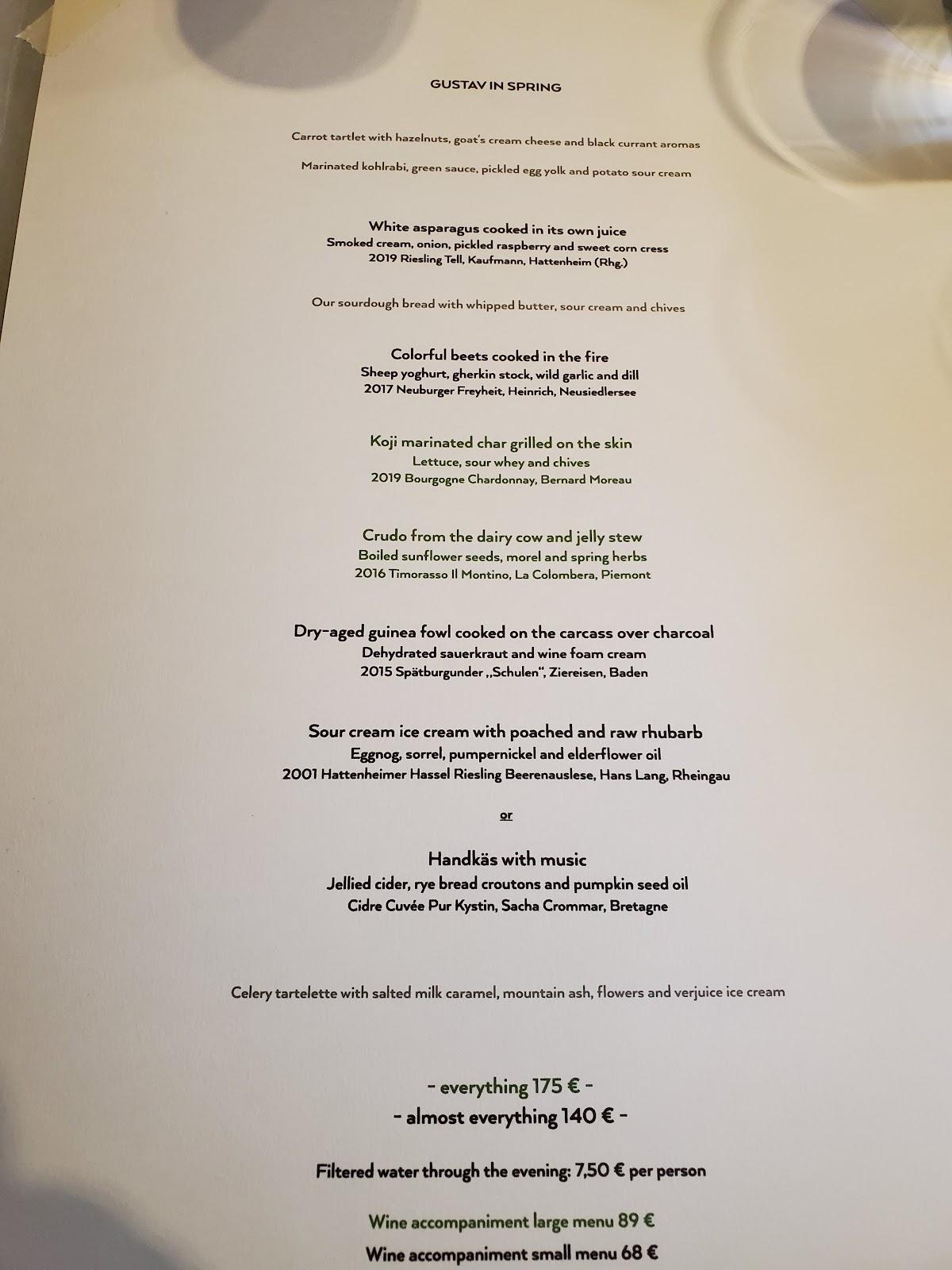 Speisekarte von Restaurant Gustav, Frankfurt am Main