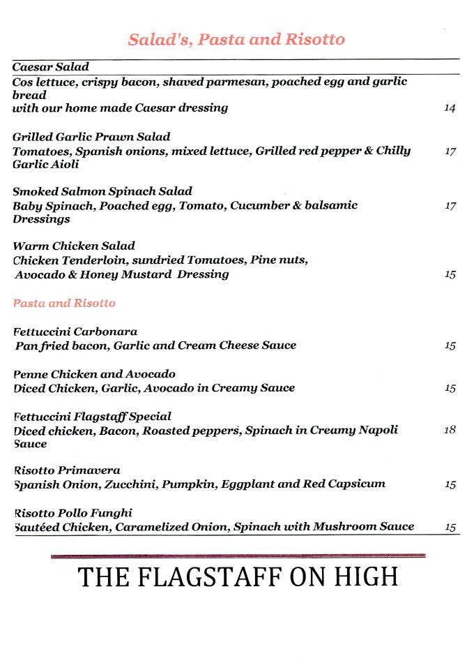 Carta del restaurante The Flagstaff Hotel Maryborough - Steak House ...