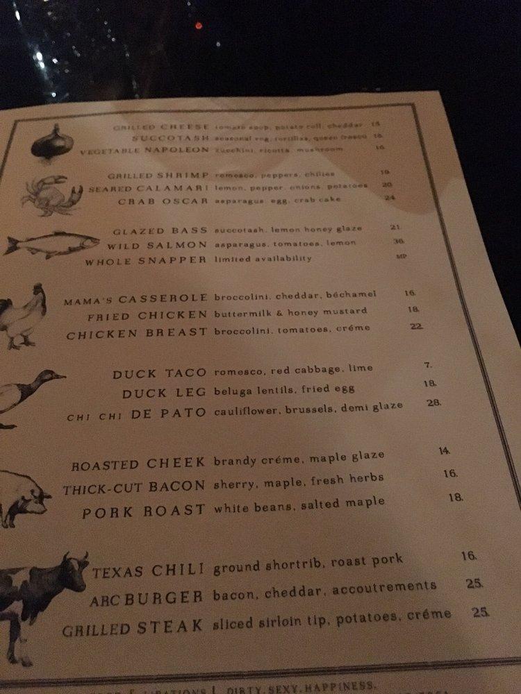 Menu at Arc Food & Libations pub & bar, Costa Mesa