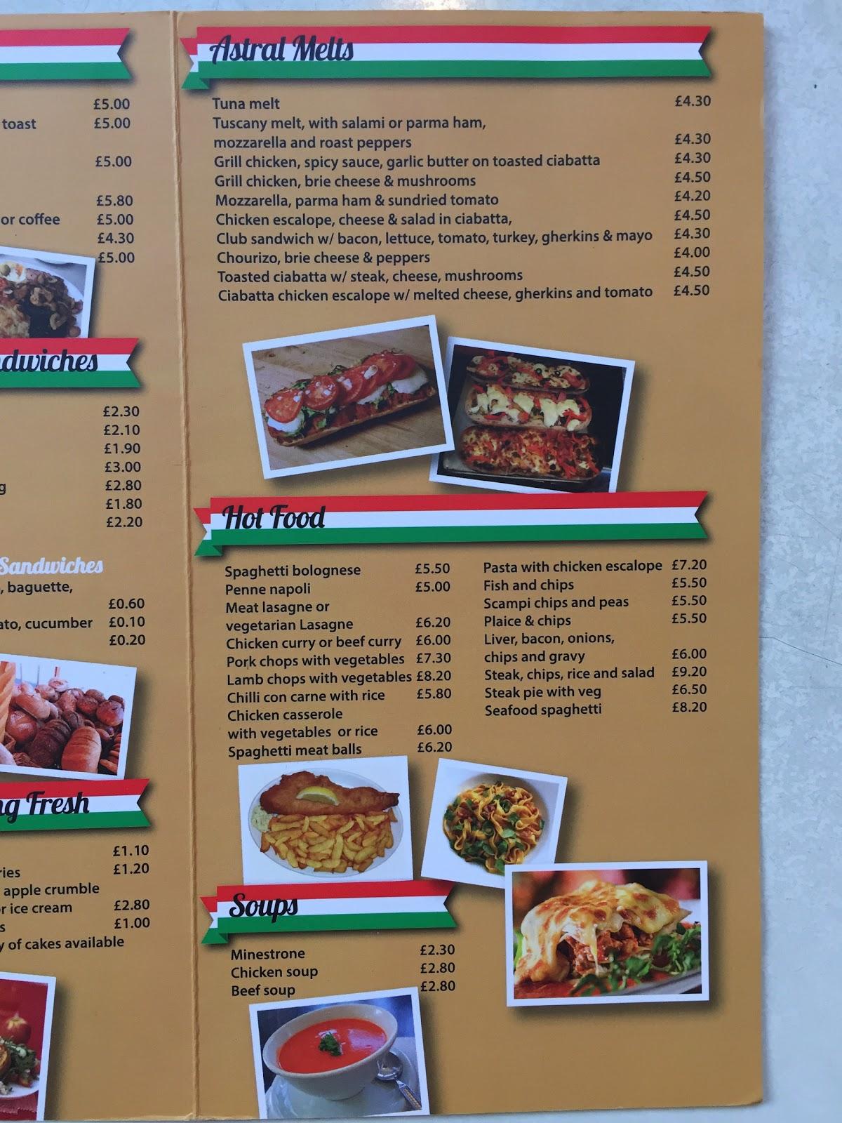 Menu at Astral Cafe, London, 8 Regency St