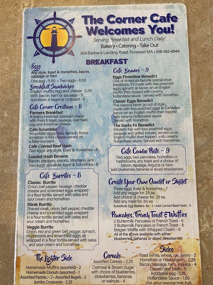 Menu at Corner Cafe, Bourne