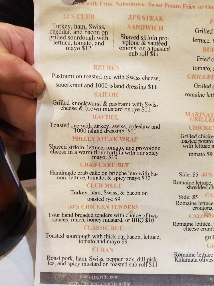 Menu at JJ's Grille pub & bar, Glen Allen