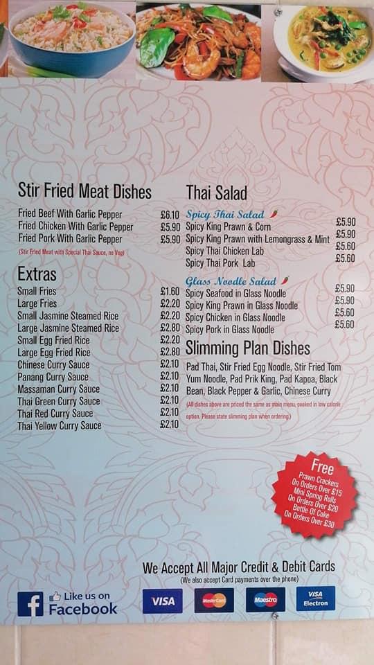 Menu at Authentic Thai Food restaurant, West Drayton