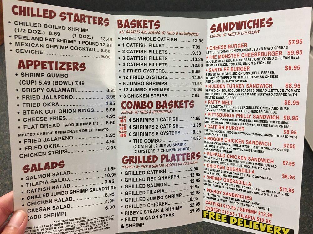 Menu at Ocean Shak restaurant, Dallas