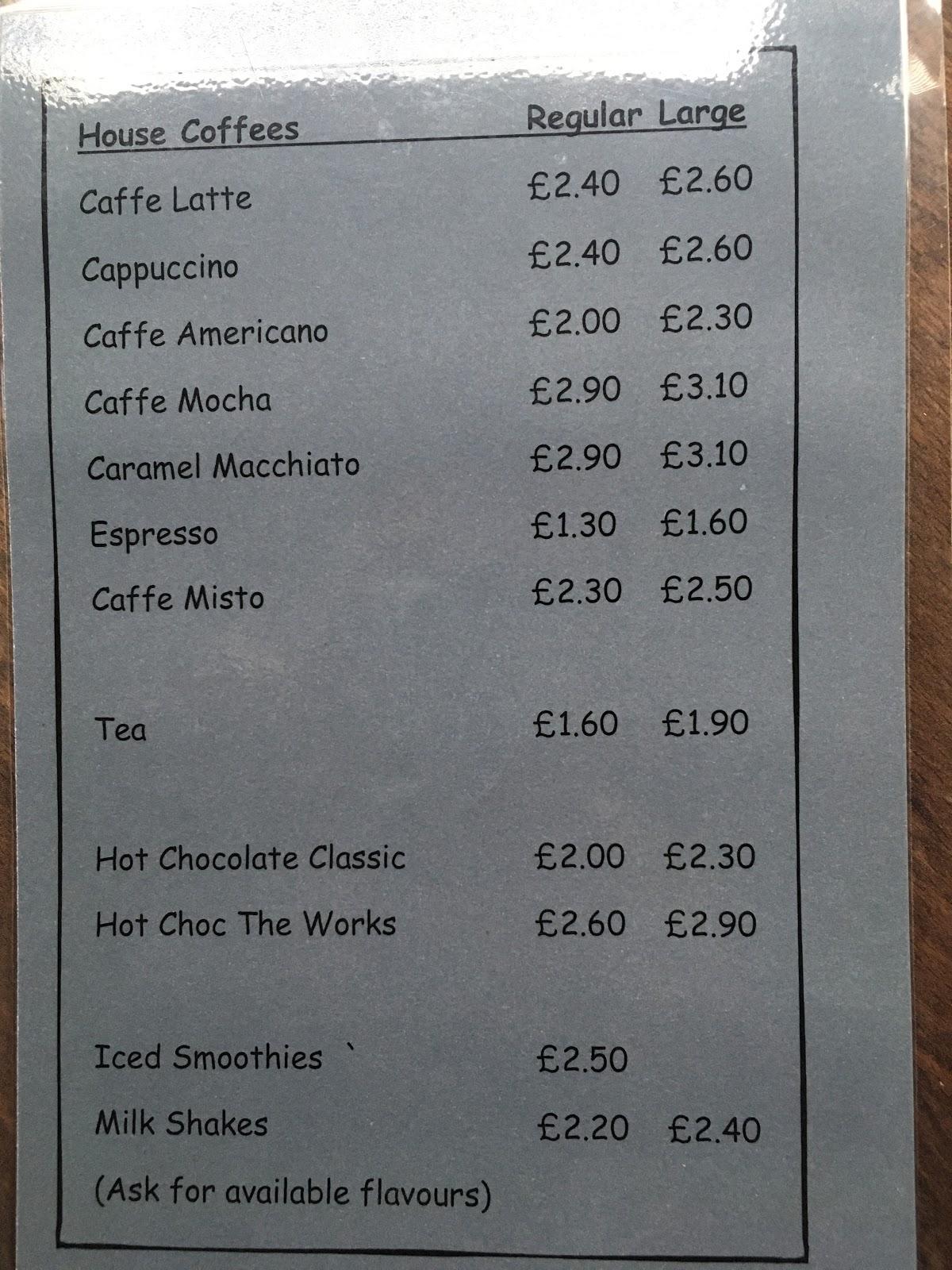 Menu at Overflowing Cup cafe, Bradford