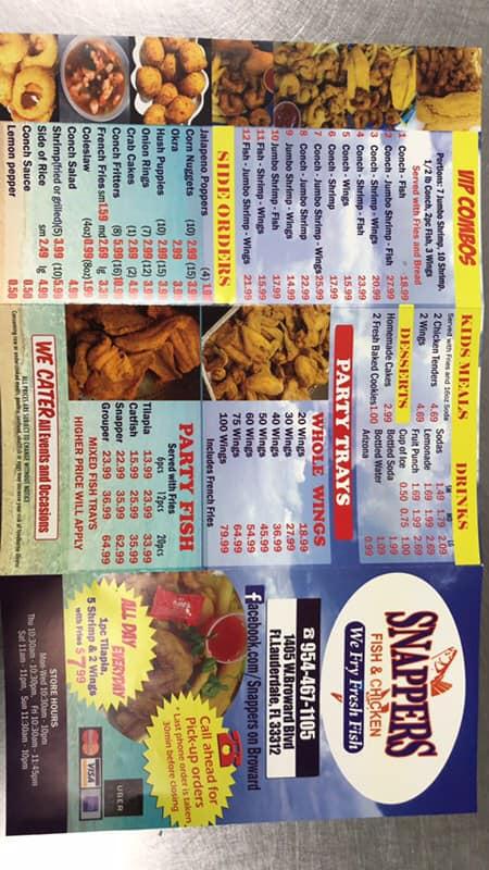 Menu at Snappers Fish And Chicken Broward Blvd restaurant, Fort ...