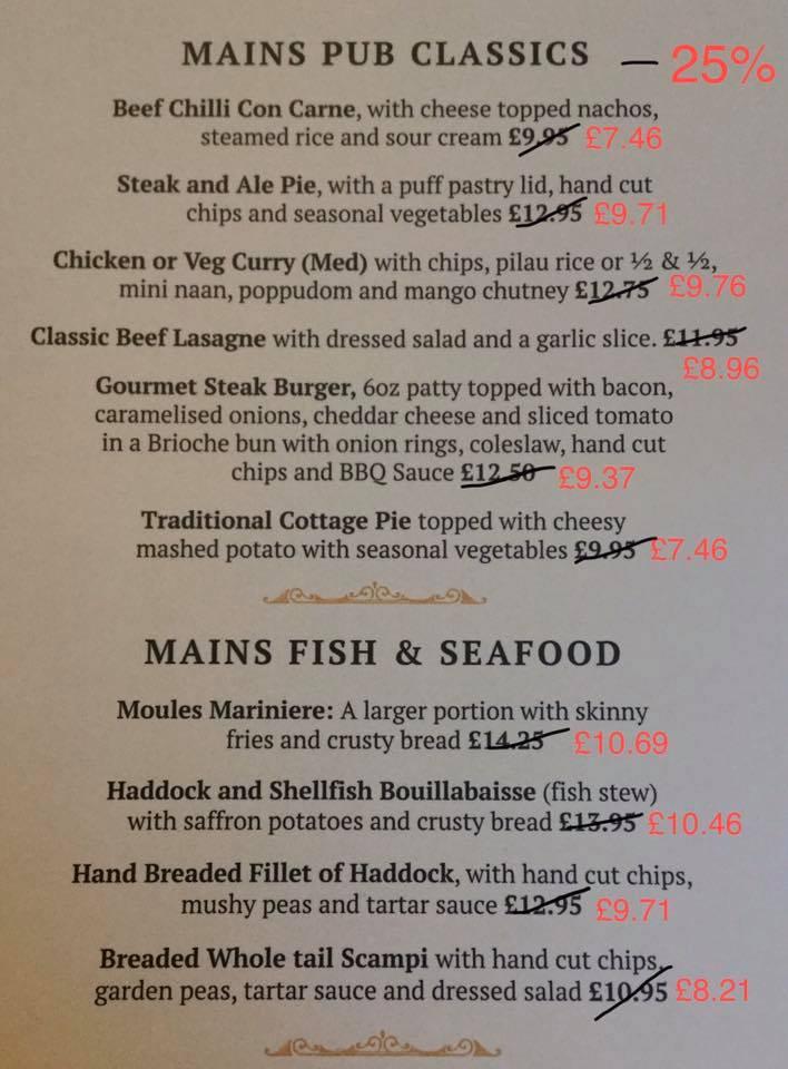 Menu at The Queen Victoria Bar and Restaurant, Llandudno