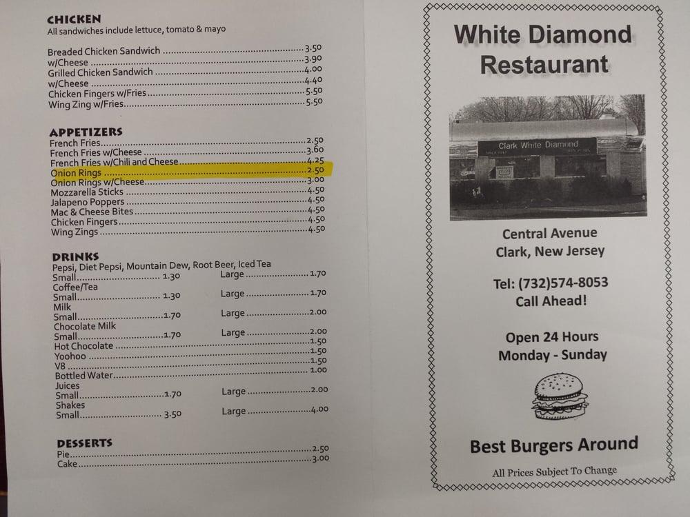 Menu at Clark White Diamond restaurant, Clark