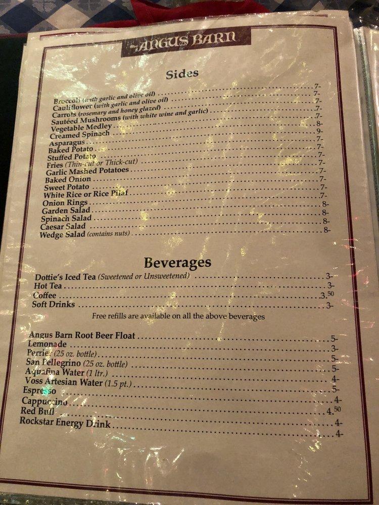 Menu at Angus Barn, Raleigh, Glenwood Ave