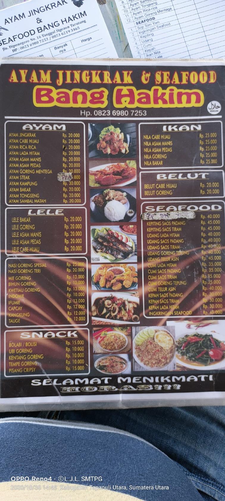 Menu at Ayam Jingkrak & Seafood Bang Hakim restaurant, Tarutung