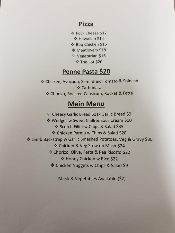 Menu at Golden Age Hotel pub & bar, Omeo