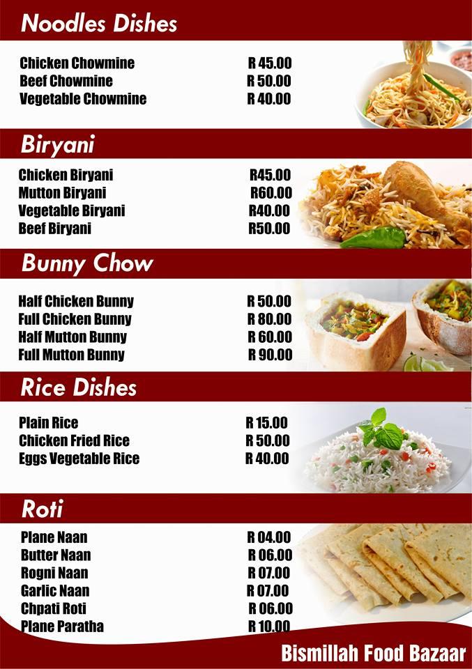 Menu at Bismillah Food Bazaar restaurant, Worcester