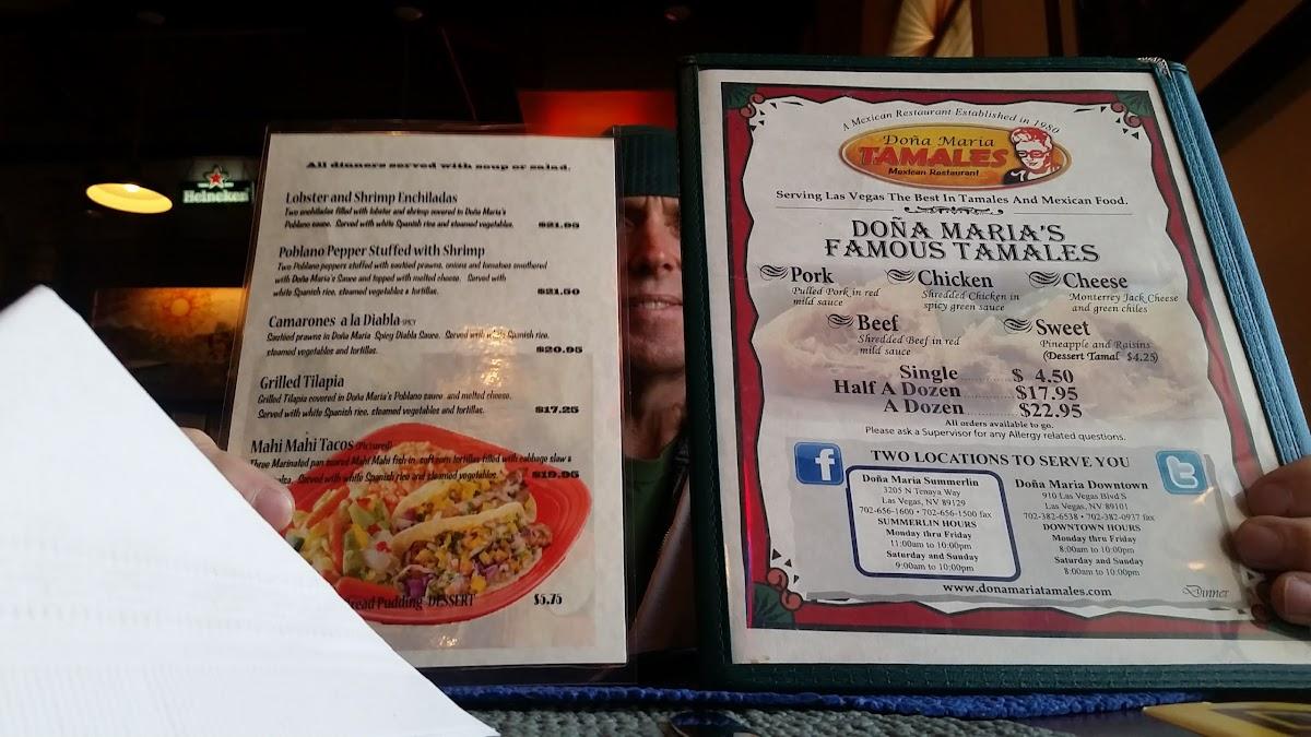 Menu at Dona Maria Tamales-Northwest restaurant, Las Vegas, N Tenaya Way