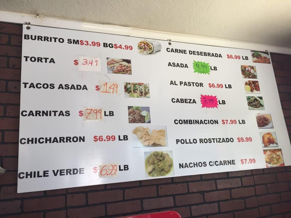 Menu at El Vecino restaurant, Avenal