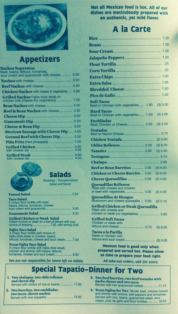 Menu at Little Mexico Mexican Restaurant, Big Stone Gap, Neeley Rd