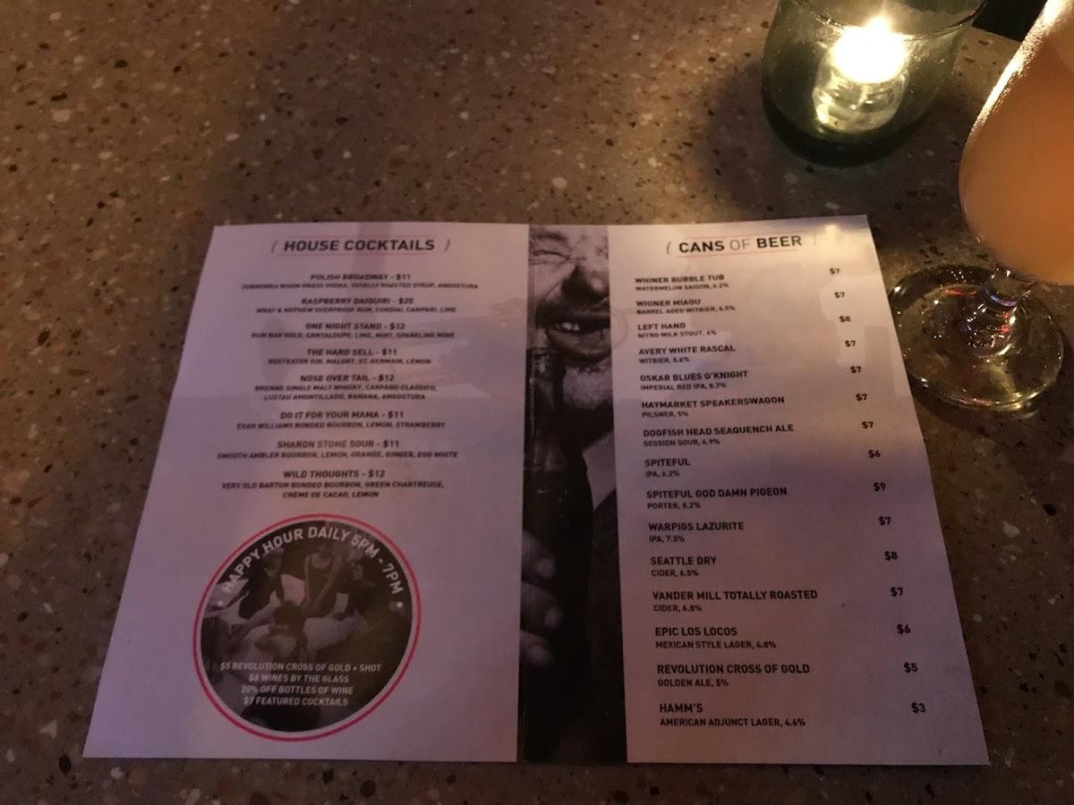 Menu at Neon Wilderness pub & bar, Chicago
