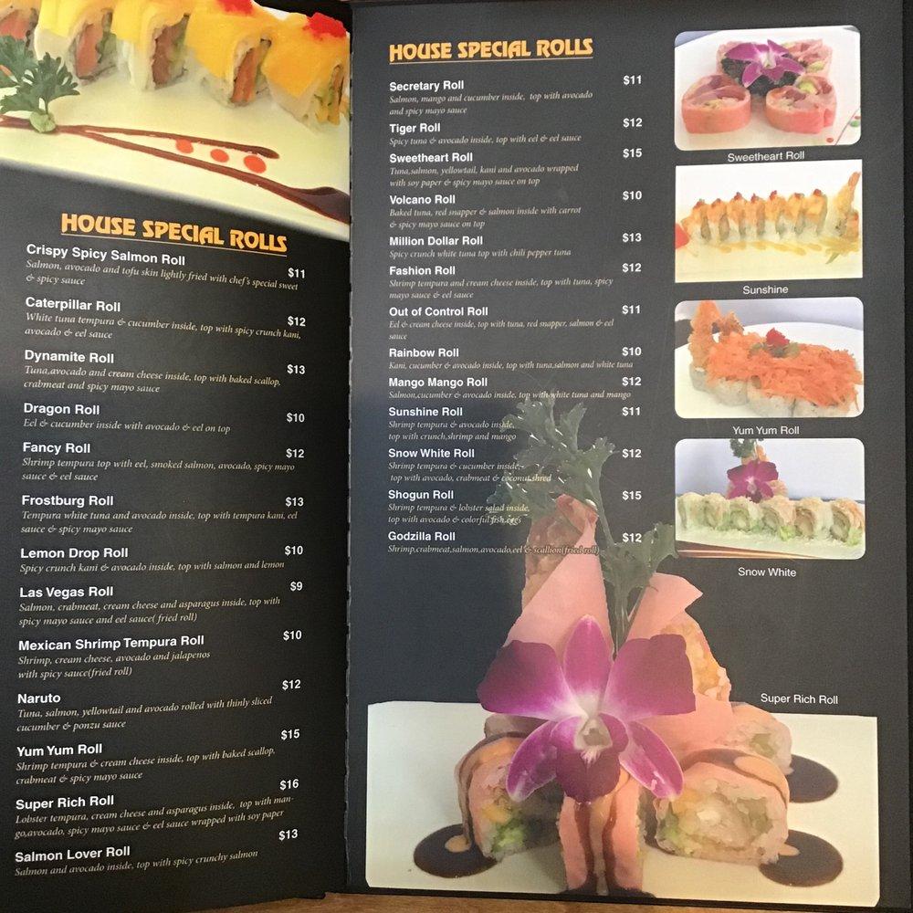 Menu at Shogun restaurant, Frostburg