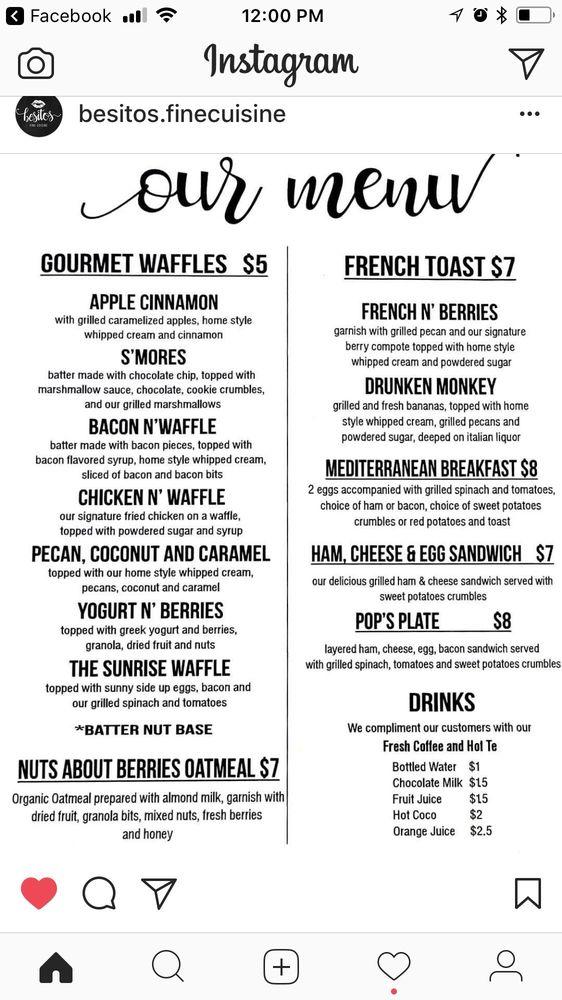 Menu at BESITOS Fine Cuisine restaurant, Manteca