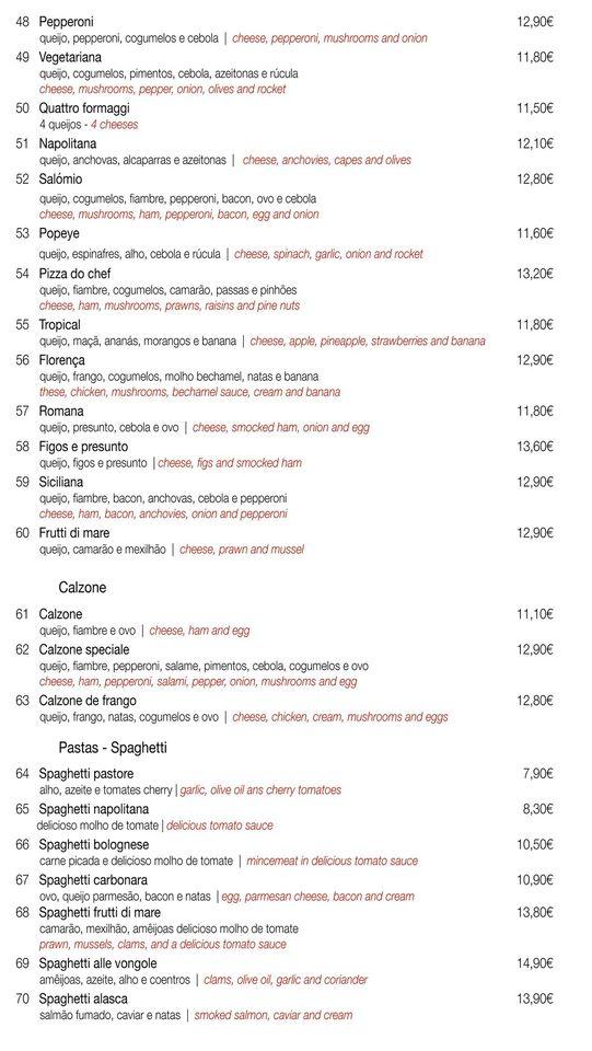Menu at La Barca Restaurant, Albufeira