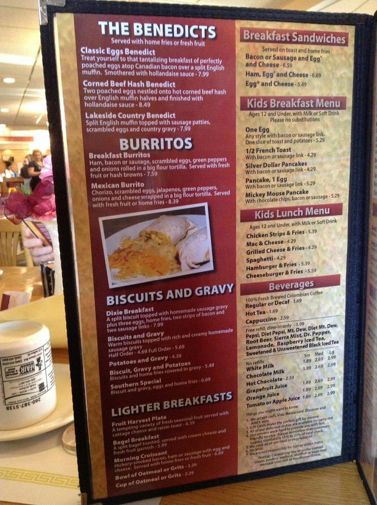Menu at Lakeside Cafe, Fort Wayne, N Coliseum Blvd