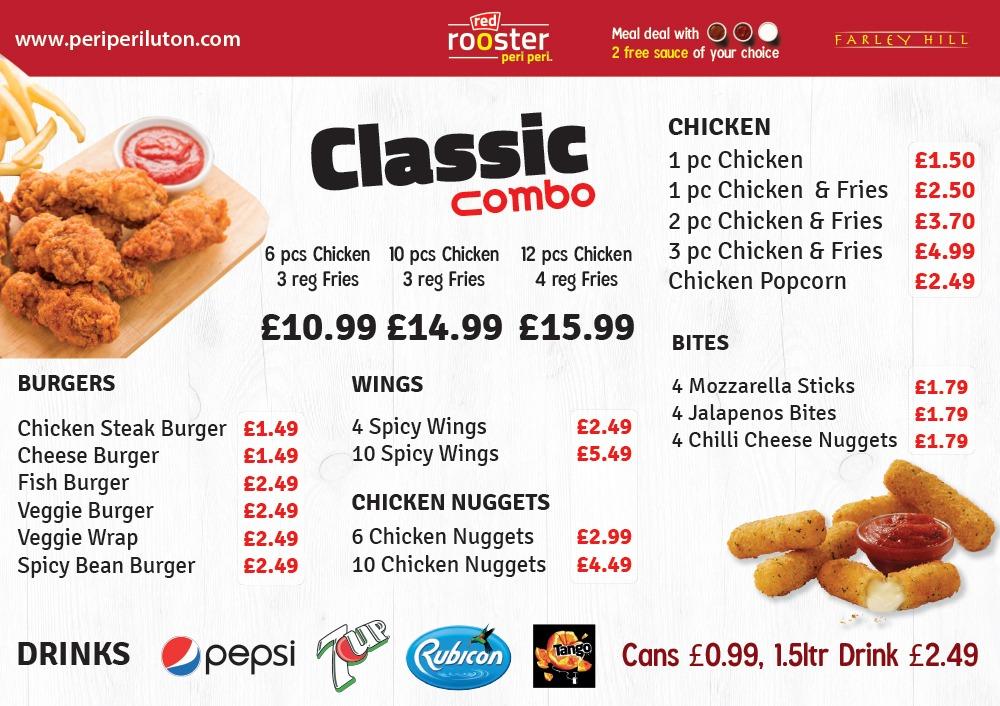 Menu at Rooster Farley restaurant, Luton, 7 Market Square