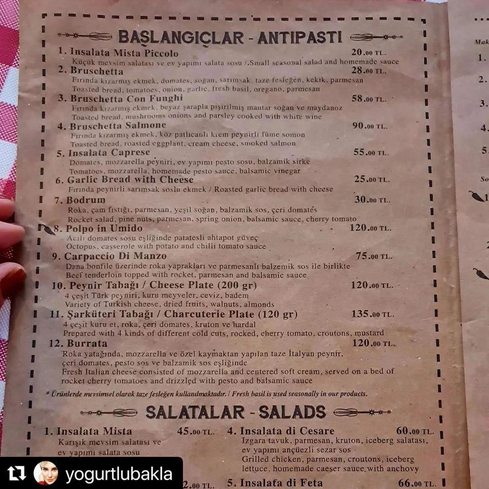 Carta de Arka Pizzeria, Bodrum, Carsi Mah Dr Ekrem Uslu Cikmazi Sok