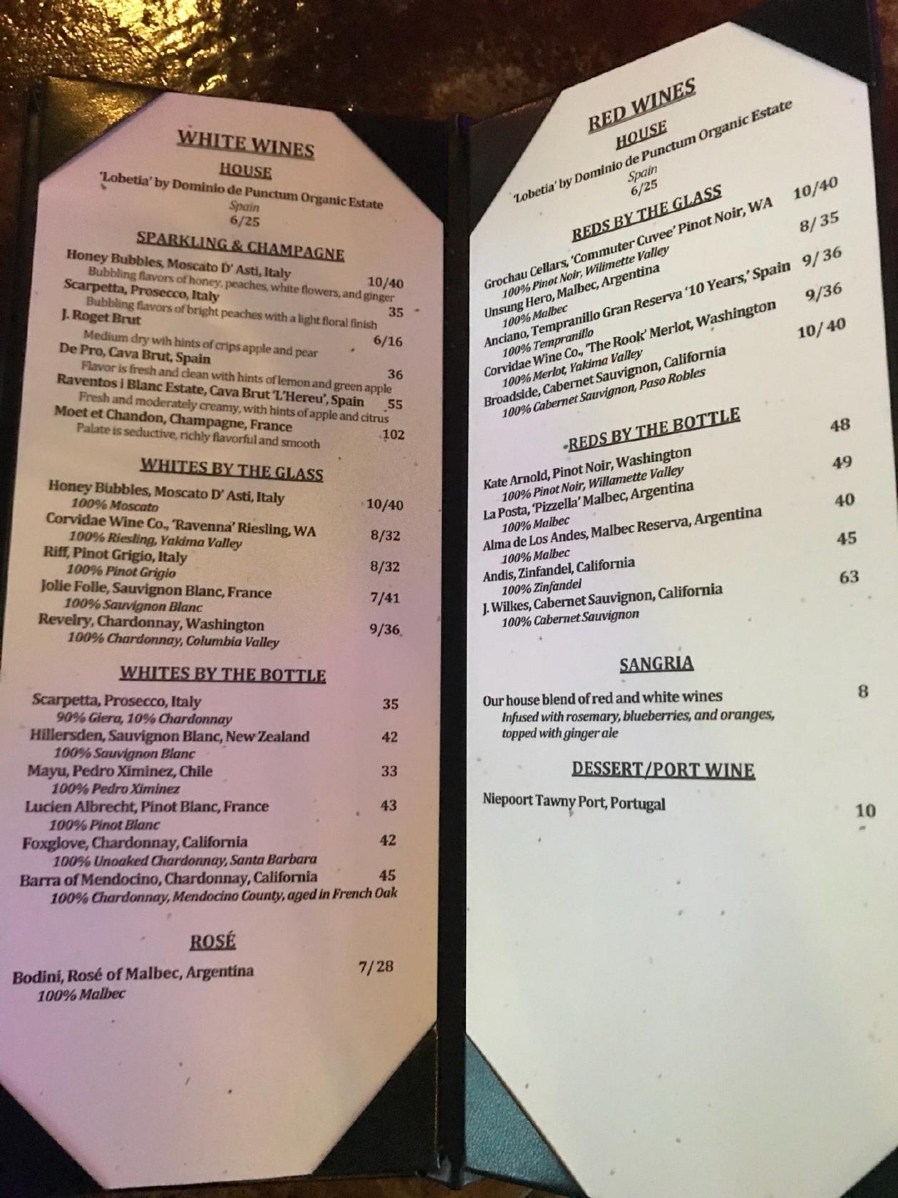 Menu at Bossa Nova pub & bar, Oklahoma City