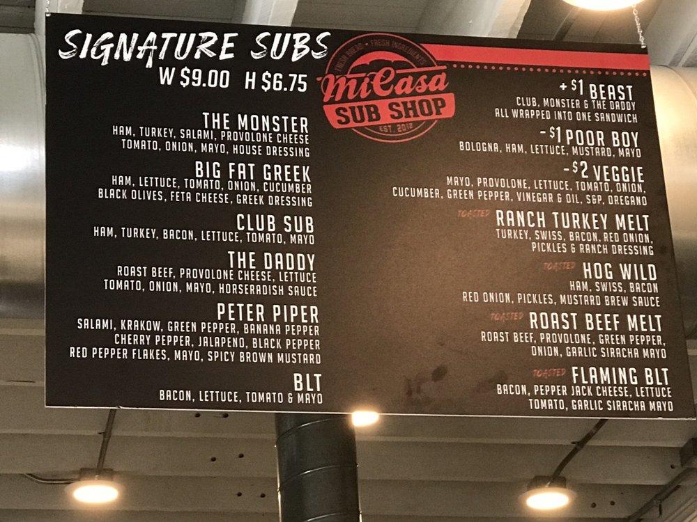 Menu at Micasa Sub Shop restaurant, Red Bud