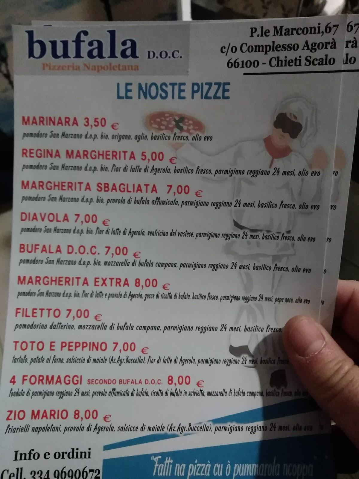Menu at Pizzeria Bufala Doc, Chieti