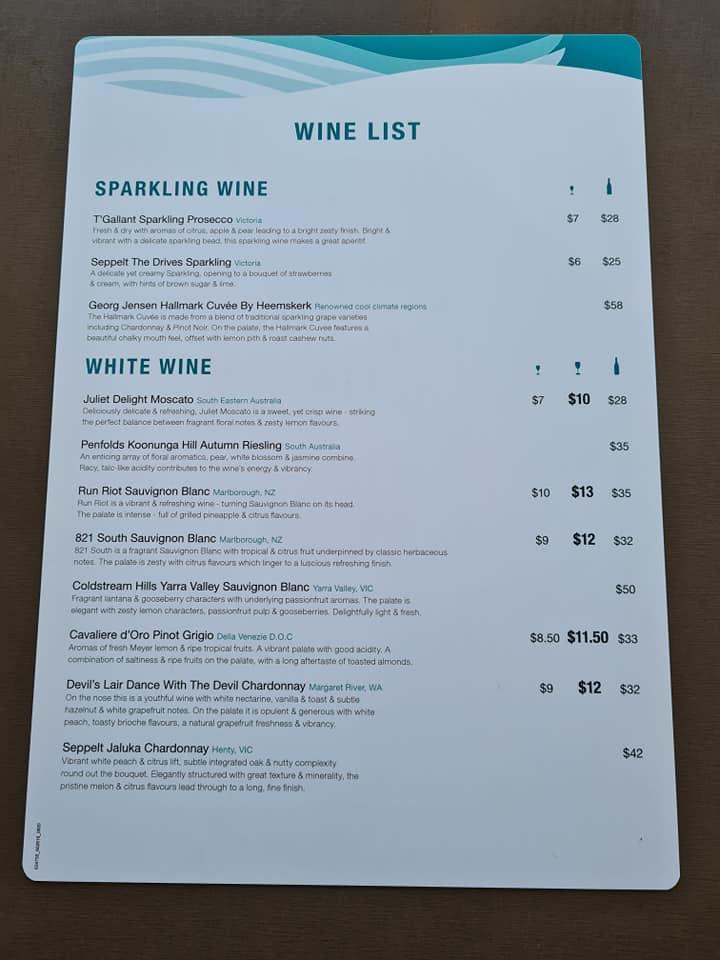 Menu at Riverfront Cafe, Innisfail