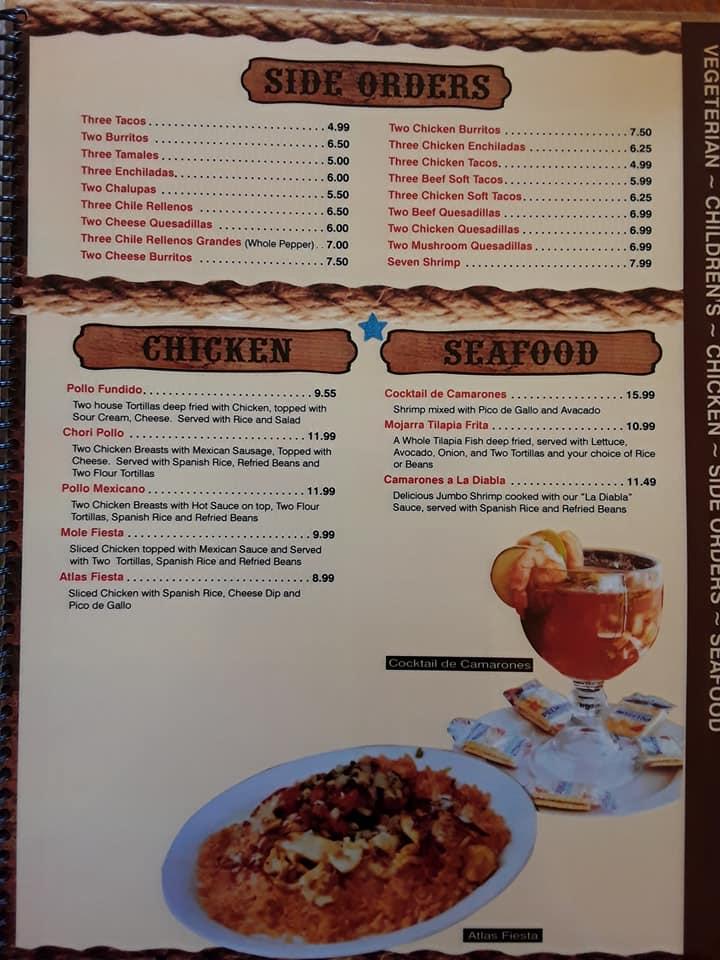 Menu at El Potrillo restaurant, Church Hill