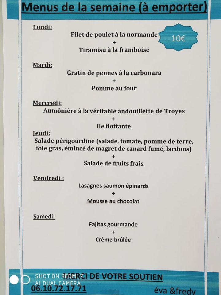 Menu at Le Chatelain restaurant, Le Châtelet-en-Brie