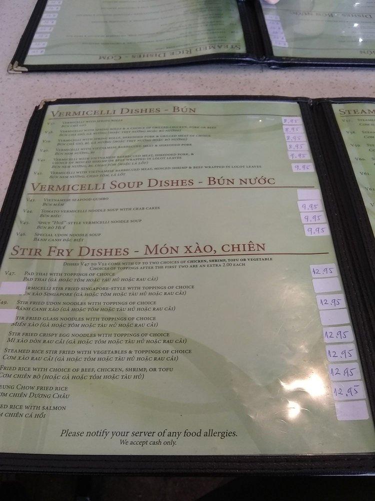 Menu at Pho Cuu Long Mien Tay restaurant, Toronto, Jane St