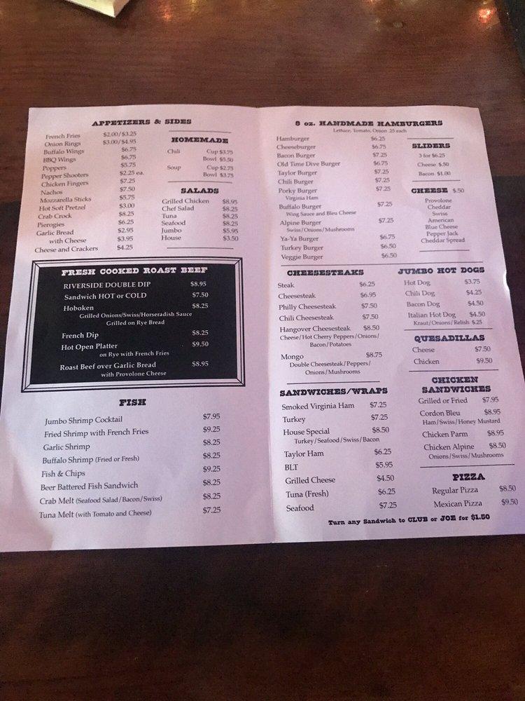 Menu at Riverside Inn Bar, Cranford