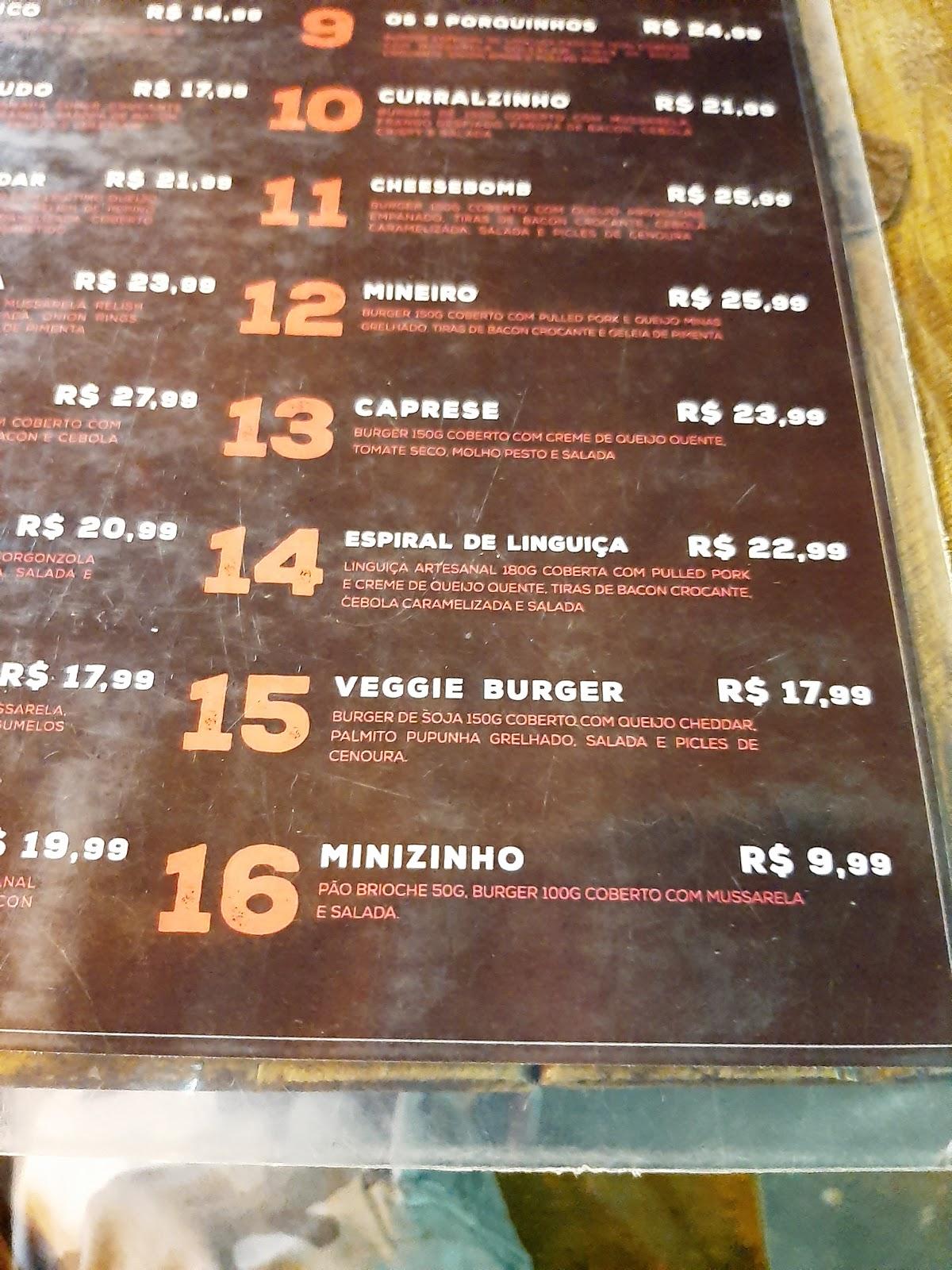 Menu at Tem Burger restaurant, Montes Claros