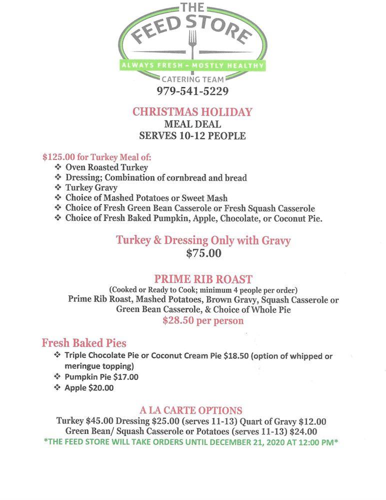 Menu at The Feed Store Restaurant, El Campo