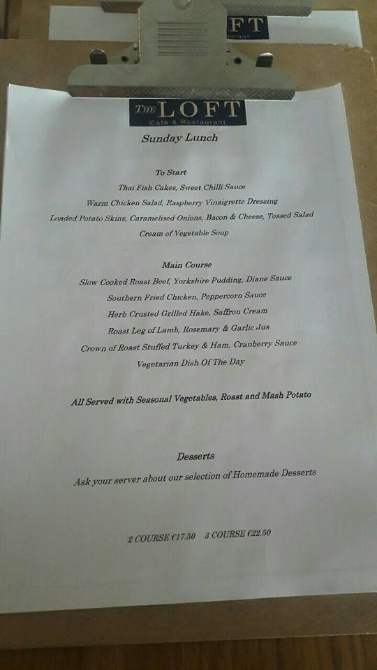 Menu at The Loft Café & Restaurant, Manorhamilton