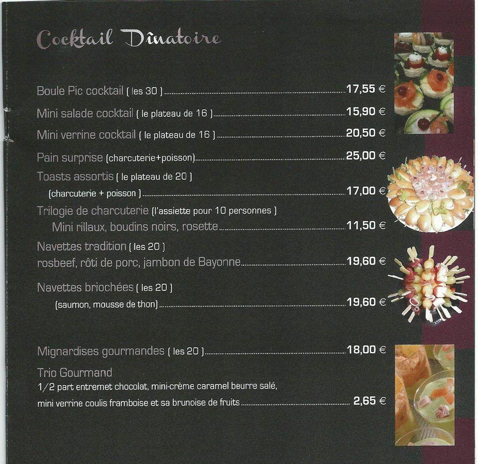 Menu au Chez Nicole Café PMU, Wissant