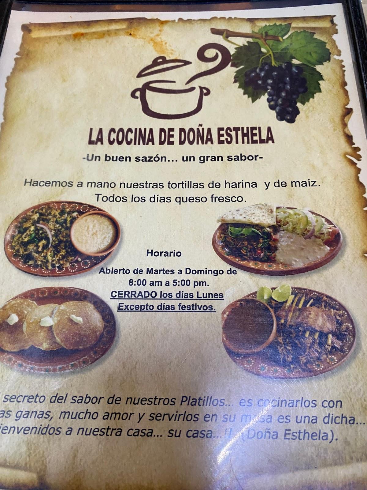 Carta del restaurante La Cocina del Doña Esthela, Mexico, Ranchos