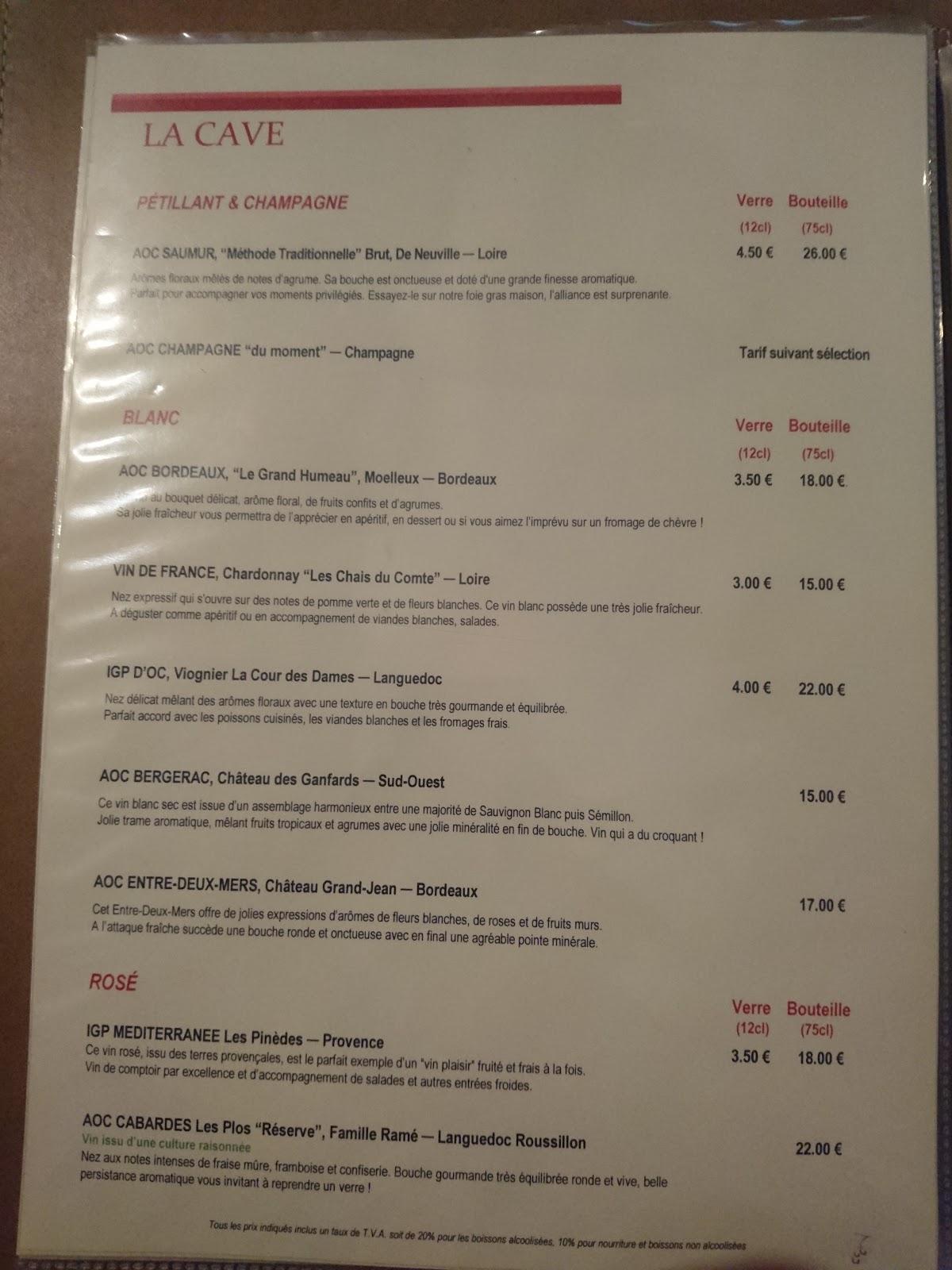 Menu at L'Atelier Bistrot restaurant, Langoëlan