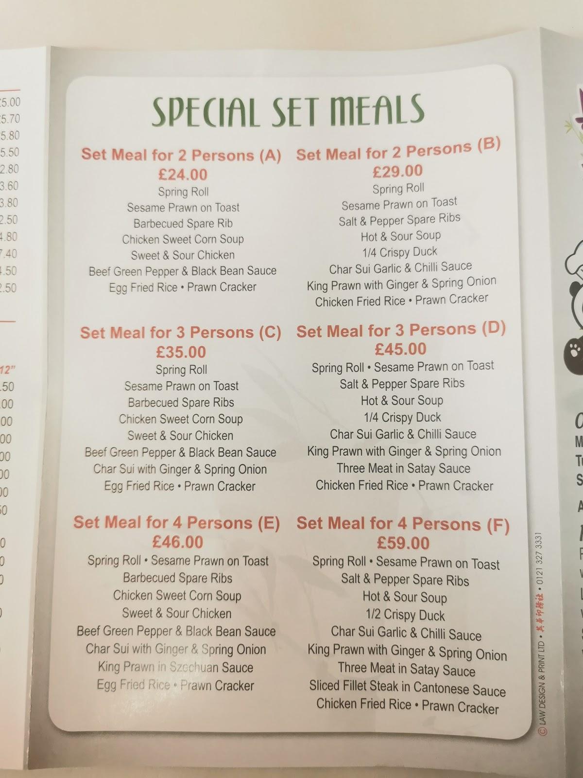 Menu at Sea Palace pizzeria, Southport