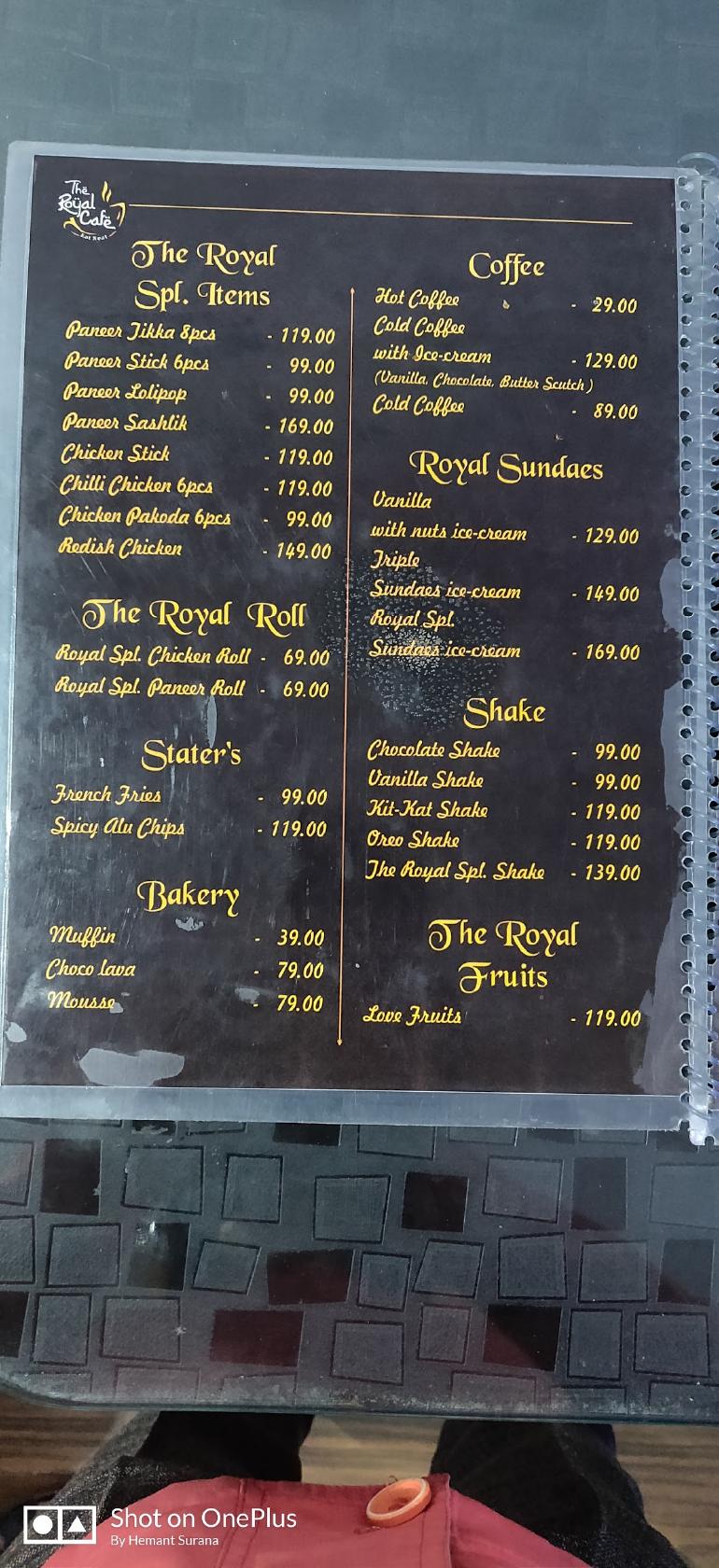 Menu at The Royal Cafe, Cuttack, Near Trisulia