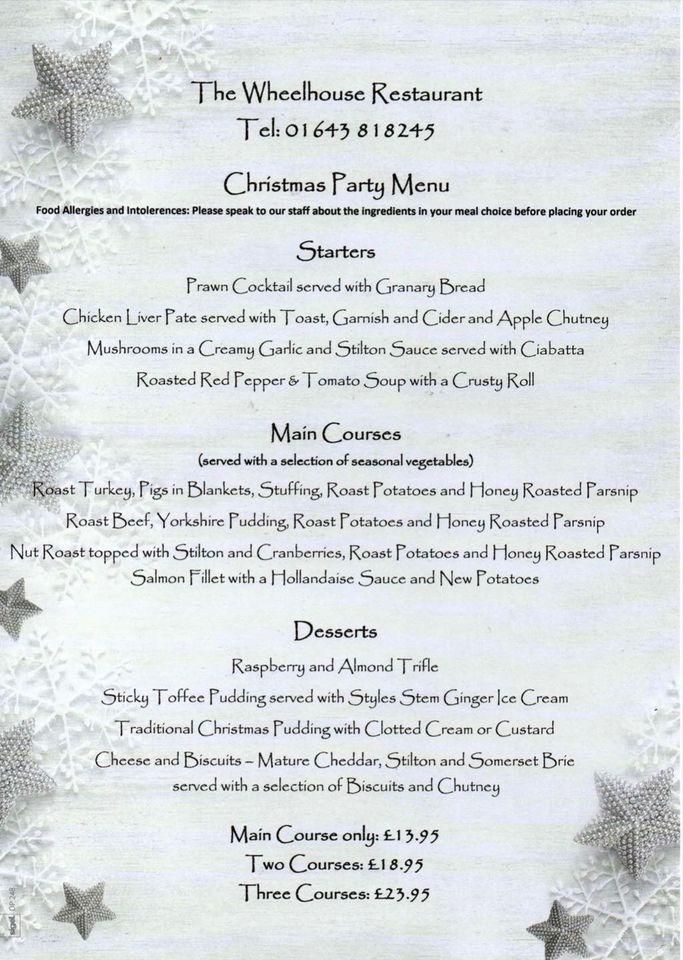 Menu at The Wheelhouse Restaurant, Minehead