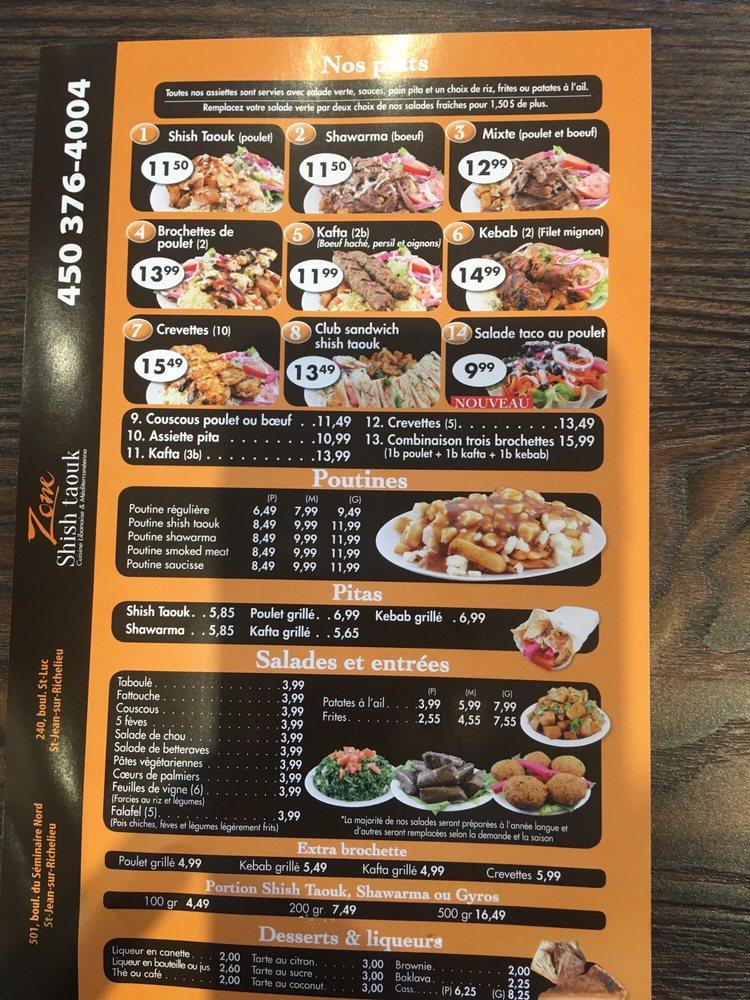 Menu au Extrême Shish Taouk restaurant, Saint-Jean-sur-Richelieu, 240 ...